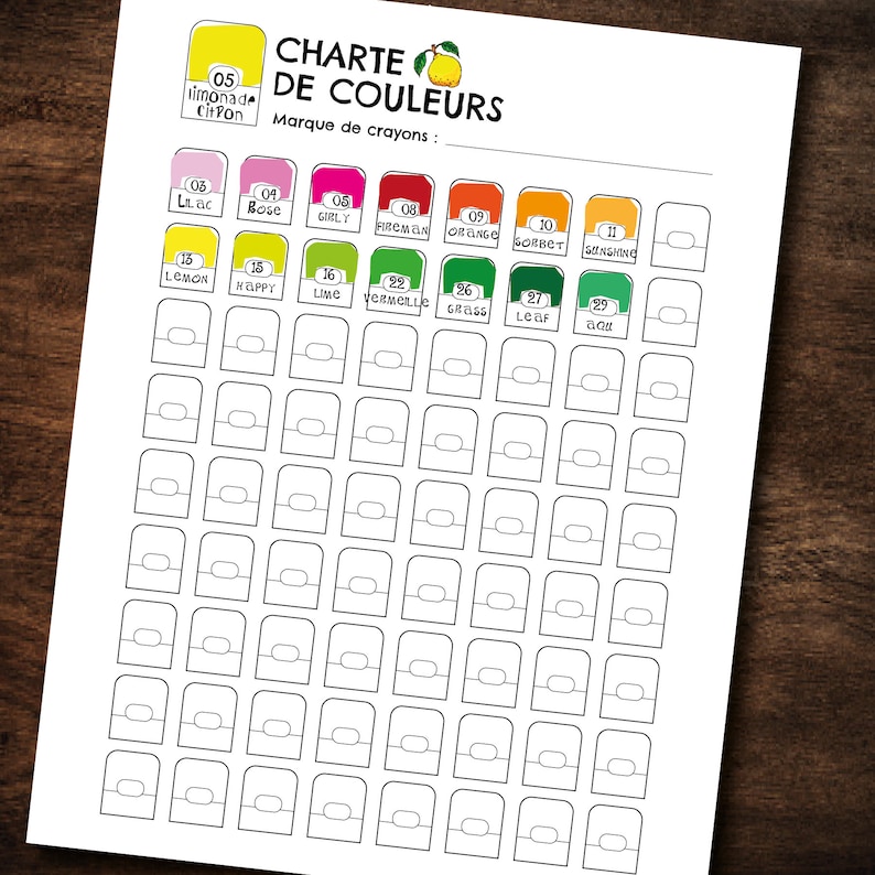 Charte De Couleurs / Color Chart - Etsy