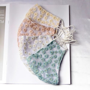Daisy Embroidered Face Mask With Adjustable Ear Straps | COVID Wedding ...