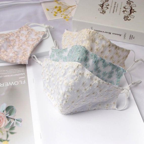 Daisy Embroidered Face Mask With Adjustable Ear Straps COVID - Etsy