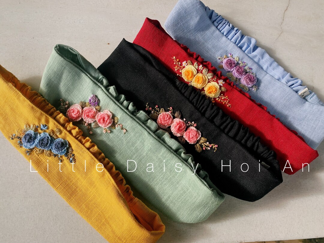 Embroidered Headbands Hand Embroidery 3D Roses Headband Handcrafted ...