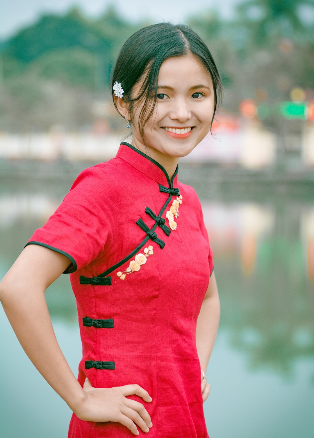 Linen Cheongsam Hand Embroidery Chinese Traditional Dress China ...