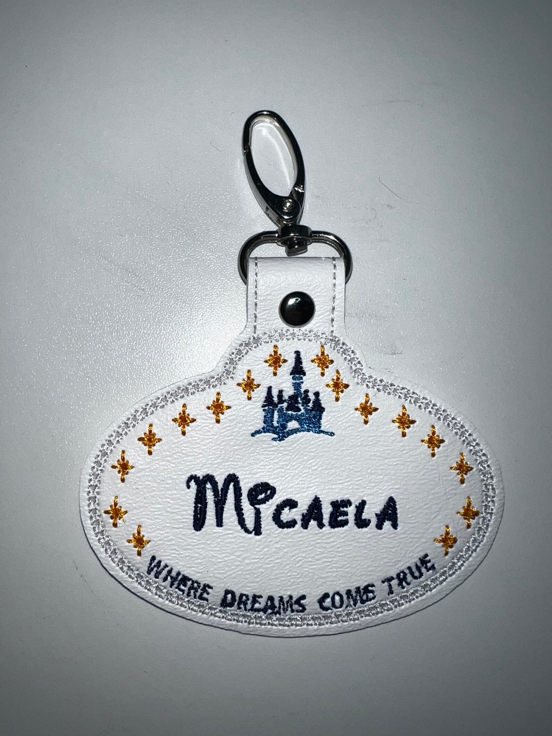 Cast Member Name Tag Vinyl Embroidered Snap Tab/key Chain - Etsy