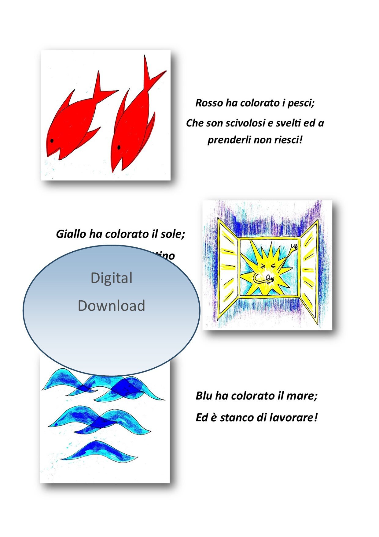 Five Digital Didactic Cards, for Preschoolers. the Wizards of Colors ...