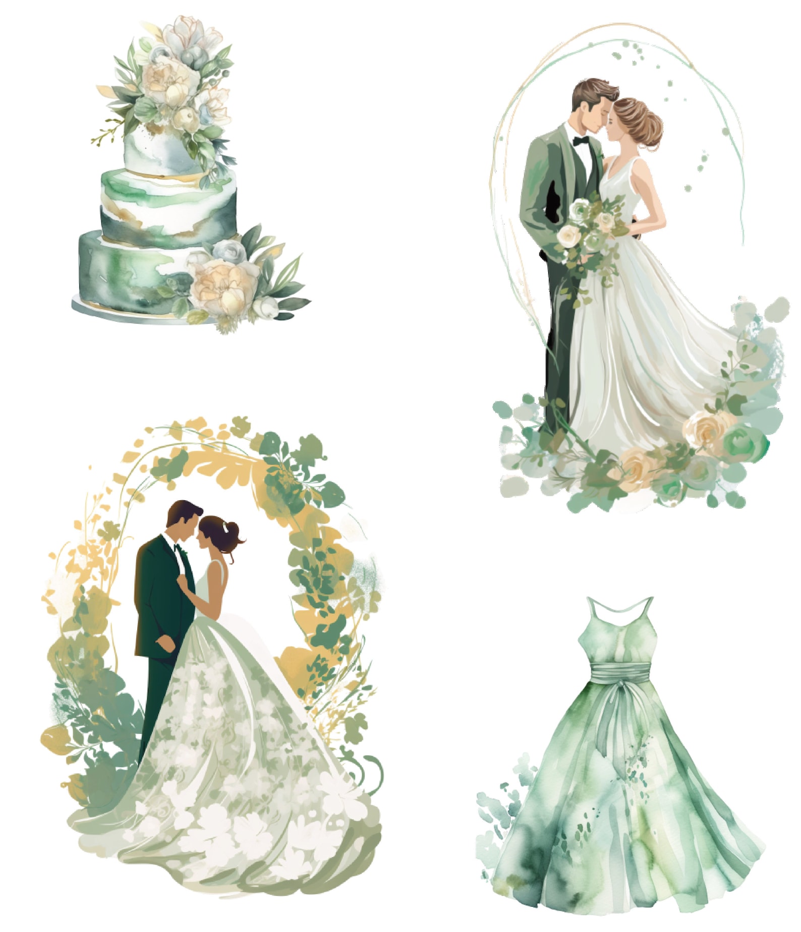 Wedding Watercolor PNG Files - Instant Download - Invitations - Thank ...