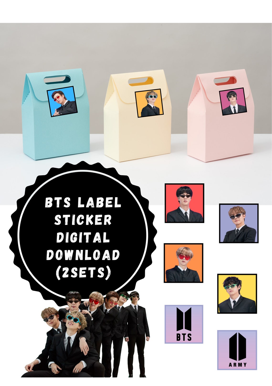 Bts Sticker Label Digital Download Bts Paper Bag Label | Etsy