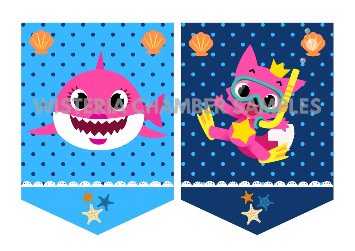 Baby Shark Banner Flag Digital Download Baby Shark Party | Etsy