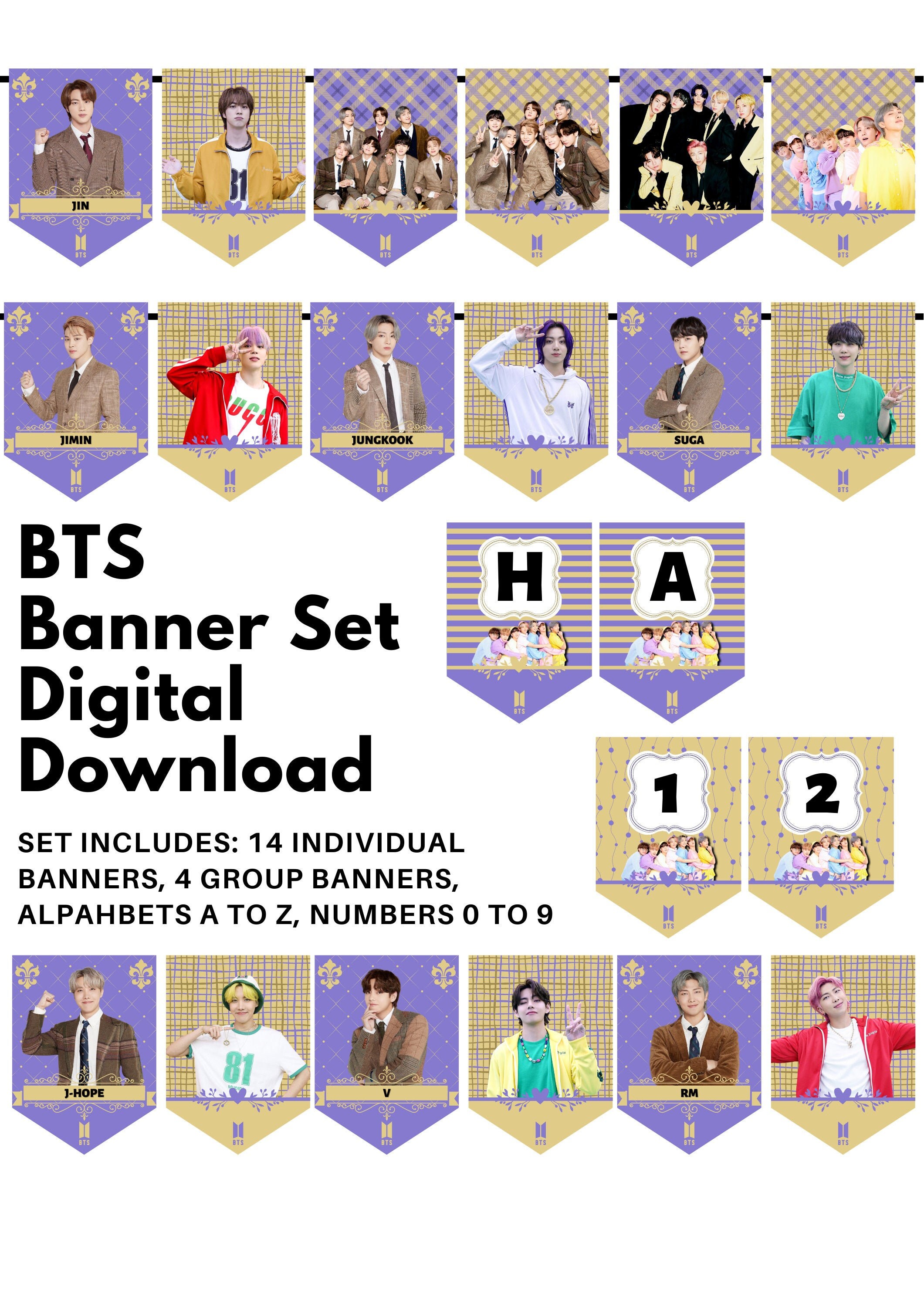Bts Banner Flag Digital Download Bts Party Decoration Bts | Etsy