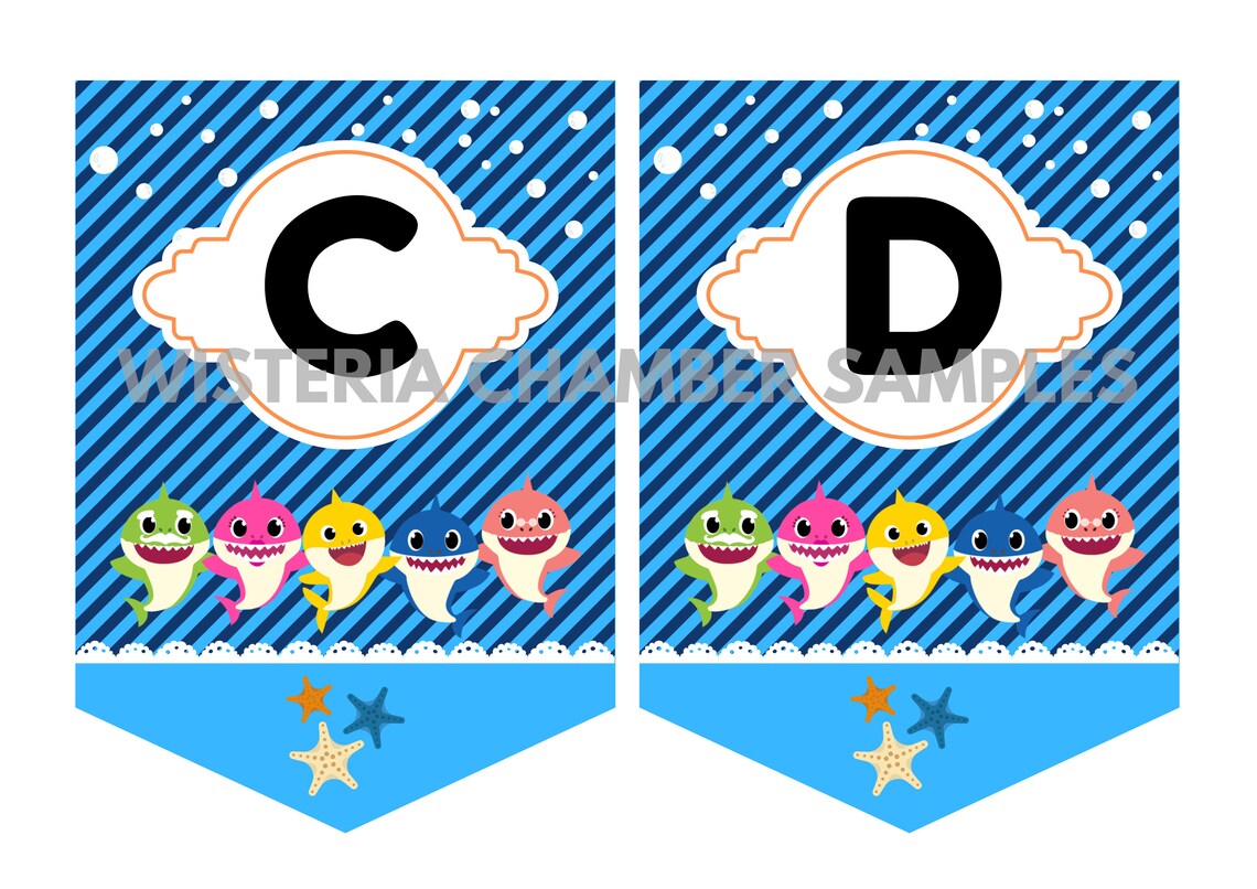 Baby Shark Banner Flag Digital Download Baby Shark Party | Etsy