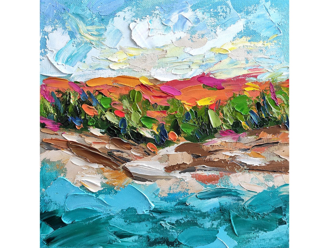 Michigan Painting Pictured Rocks Original Art Lake Superior Impasto Oil ...