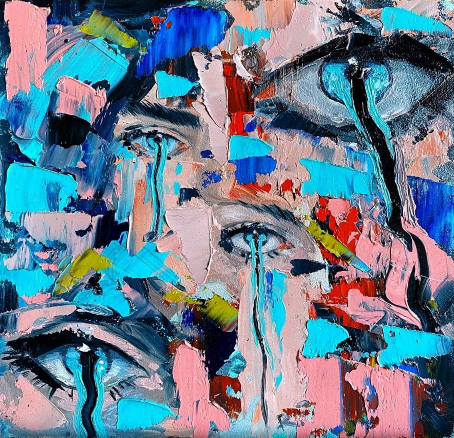 Abstract Eyes Painting Eye art Oil painting Impasto | Etsy