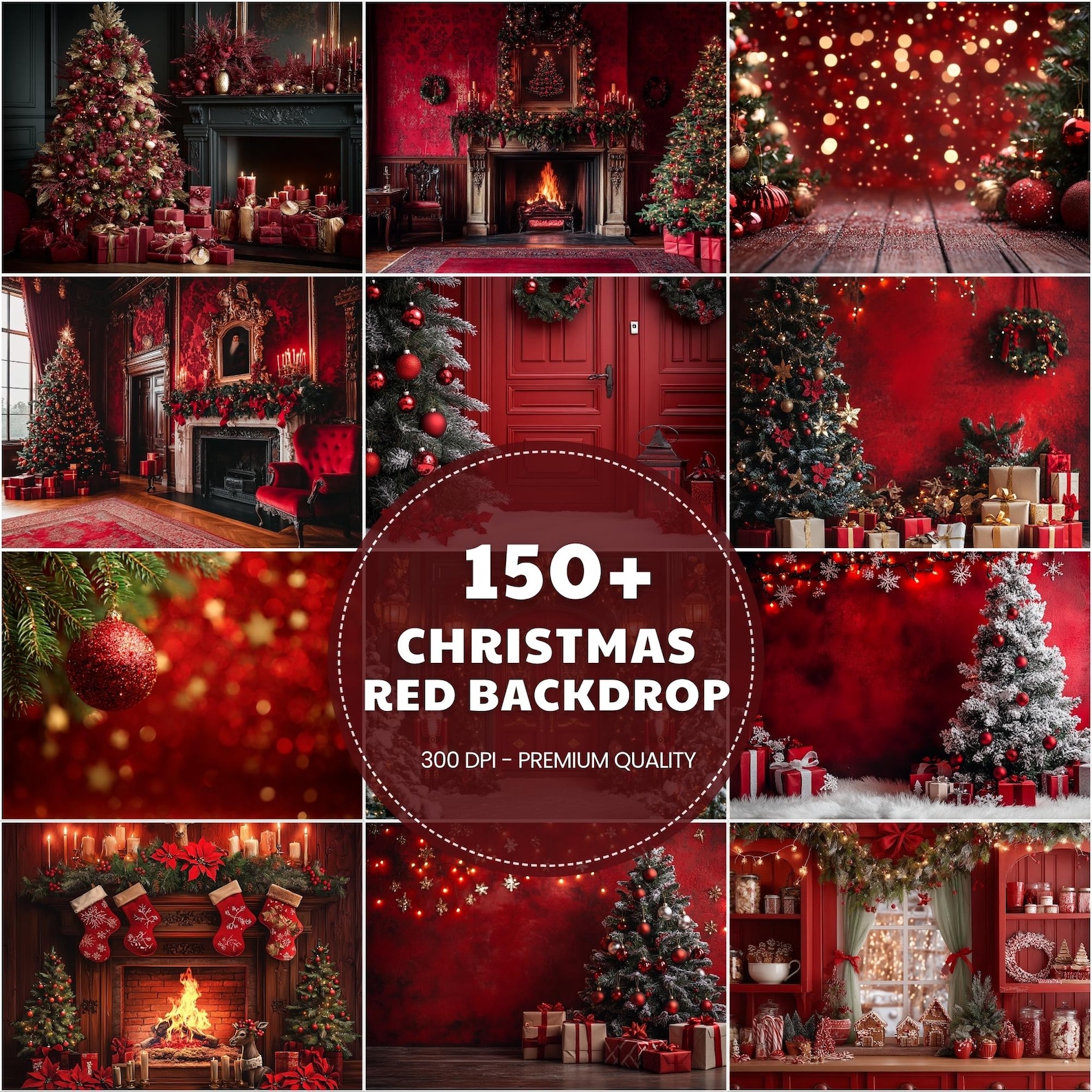 150 Christmas Backdrops: Red Holidaybackdrop (instant Download) - Etsy