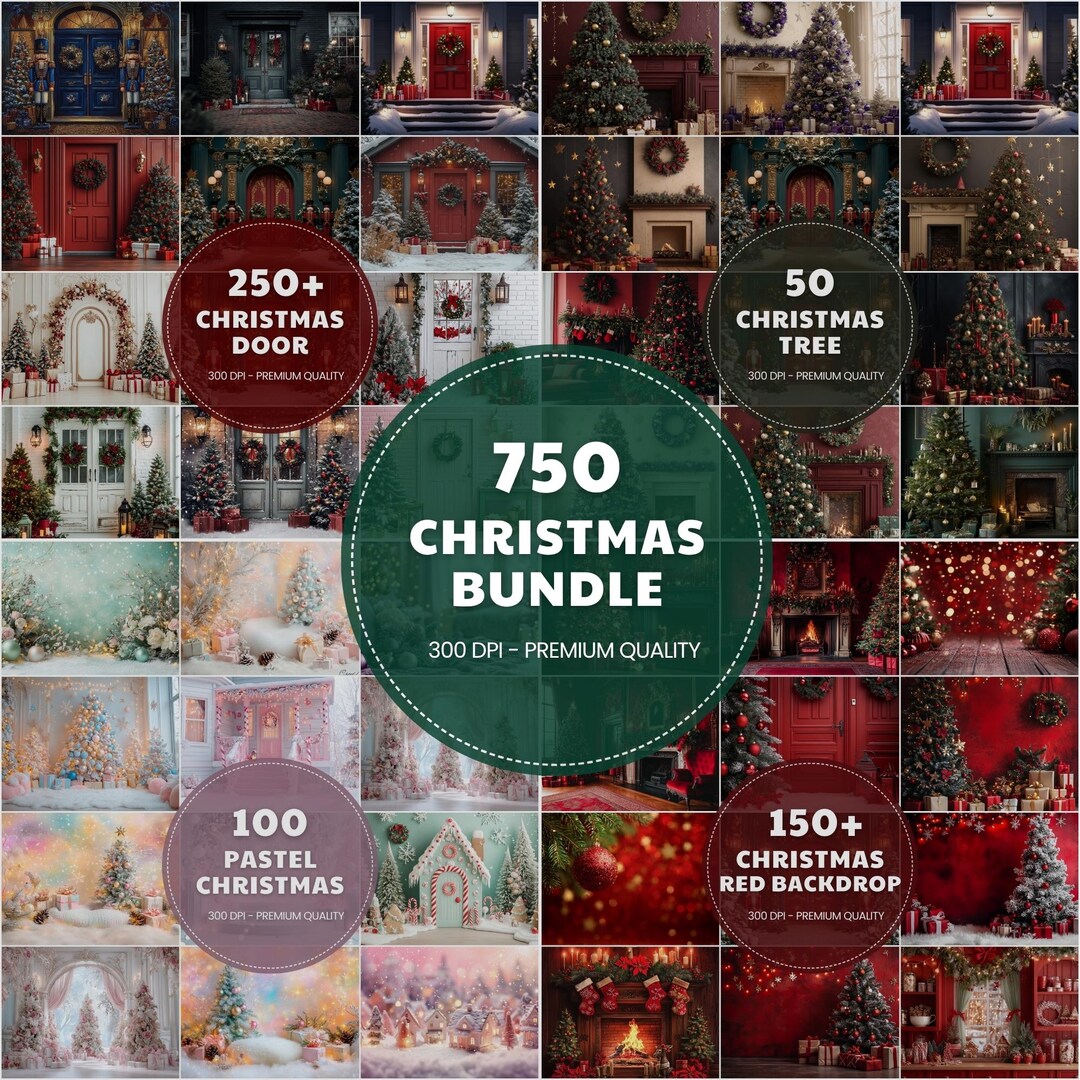Christmas Mega Bundle: 750 Christmas Backdrop, Festive Holiday ...