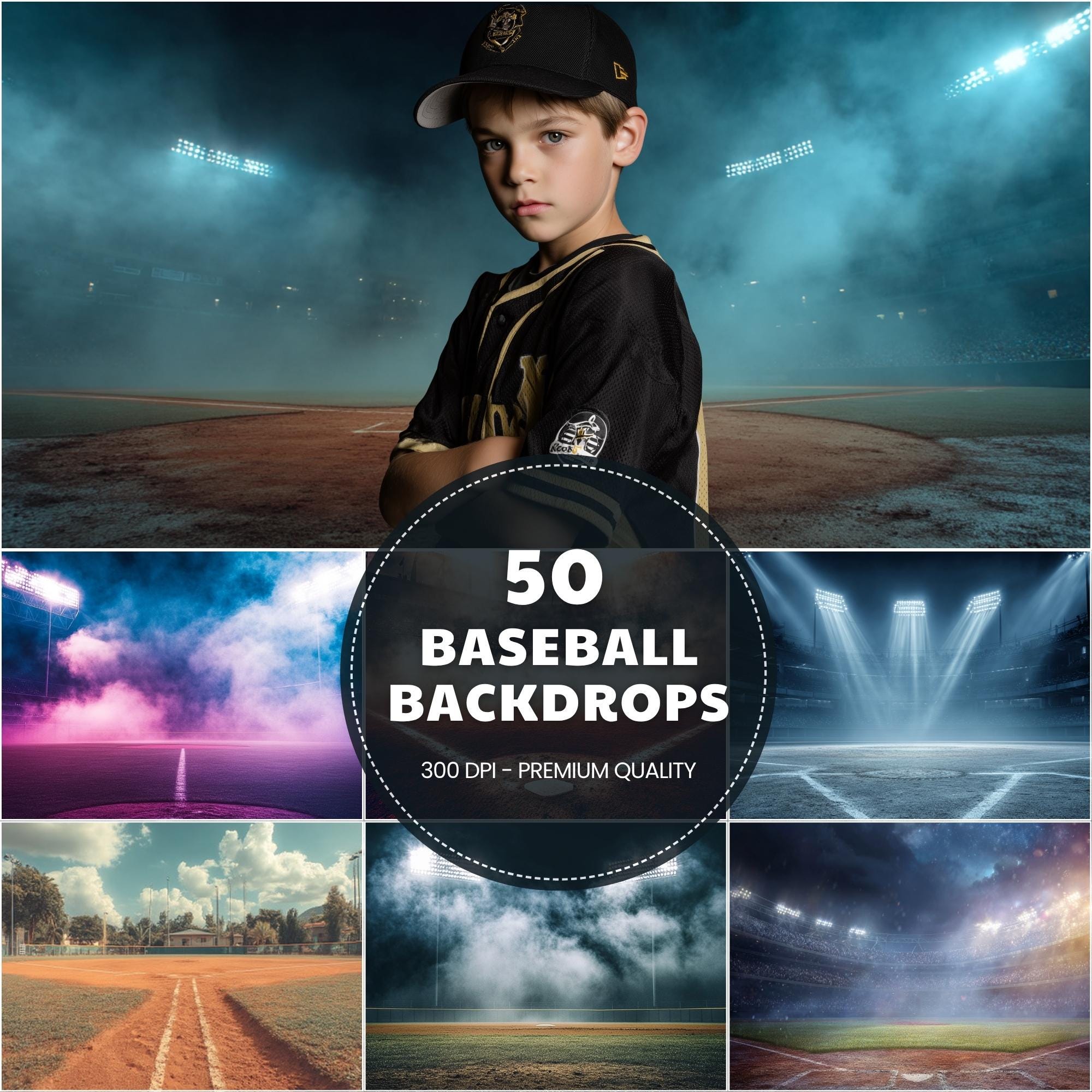 50 Baseball Field Backdrops, Sport Photography Backgrounds (instant ...