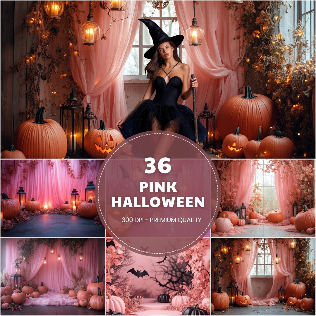 Pink Halloween Digital Backdrop: Photography Prop Composite (300 DPI ...