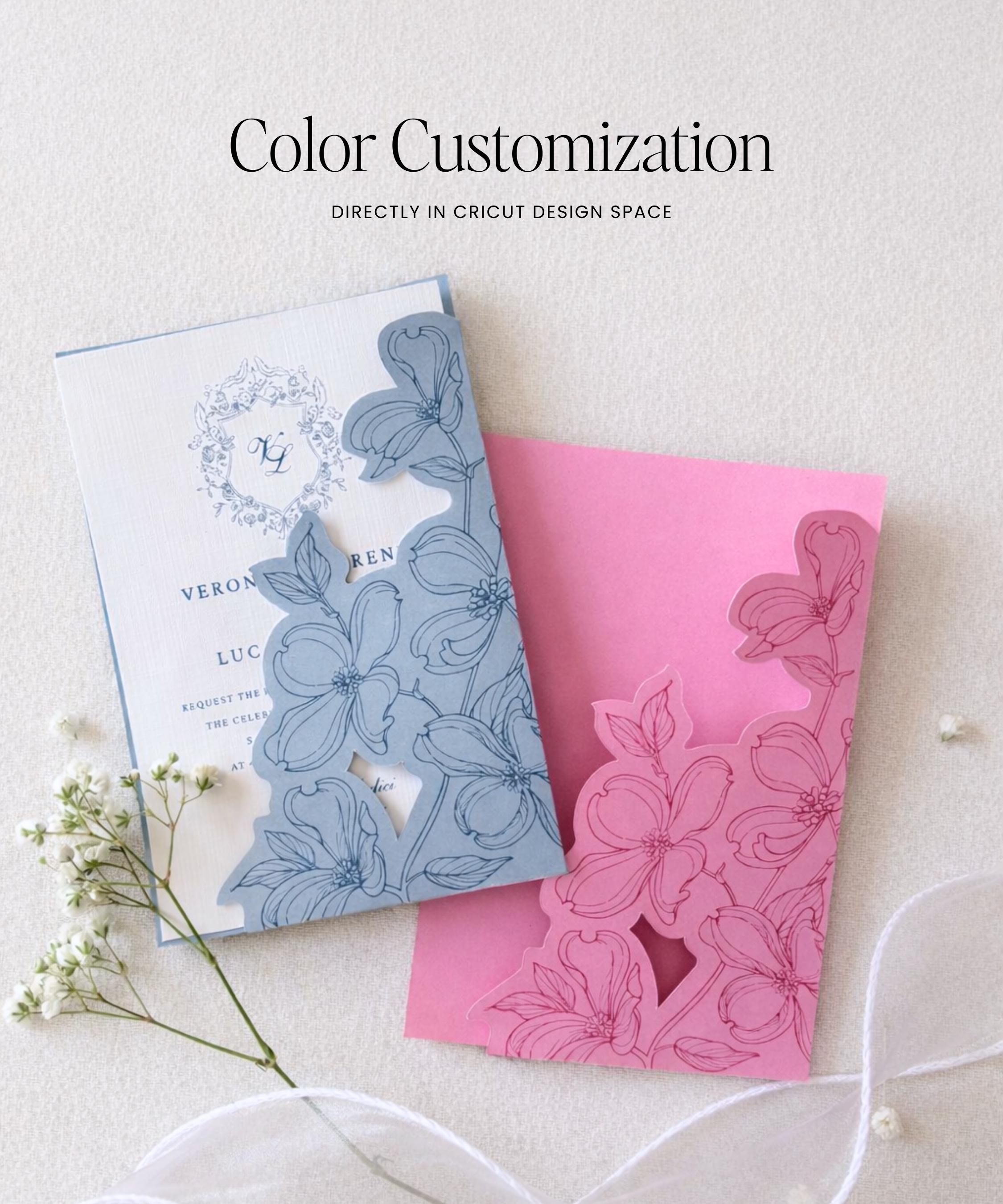 Floral Wedding Invitation Jacket, Cricut Template, Print Then Cut ...