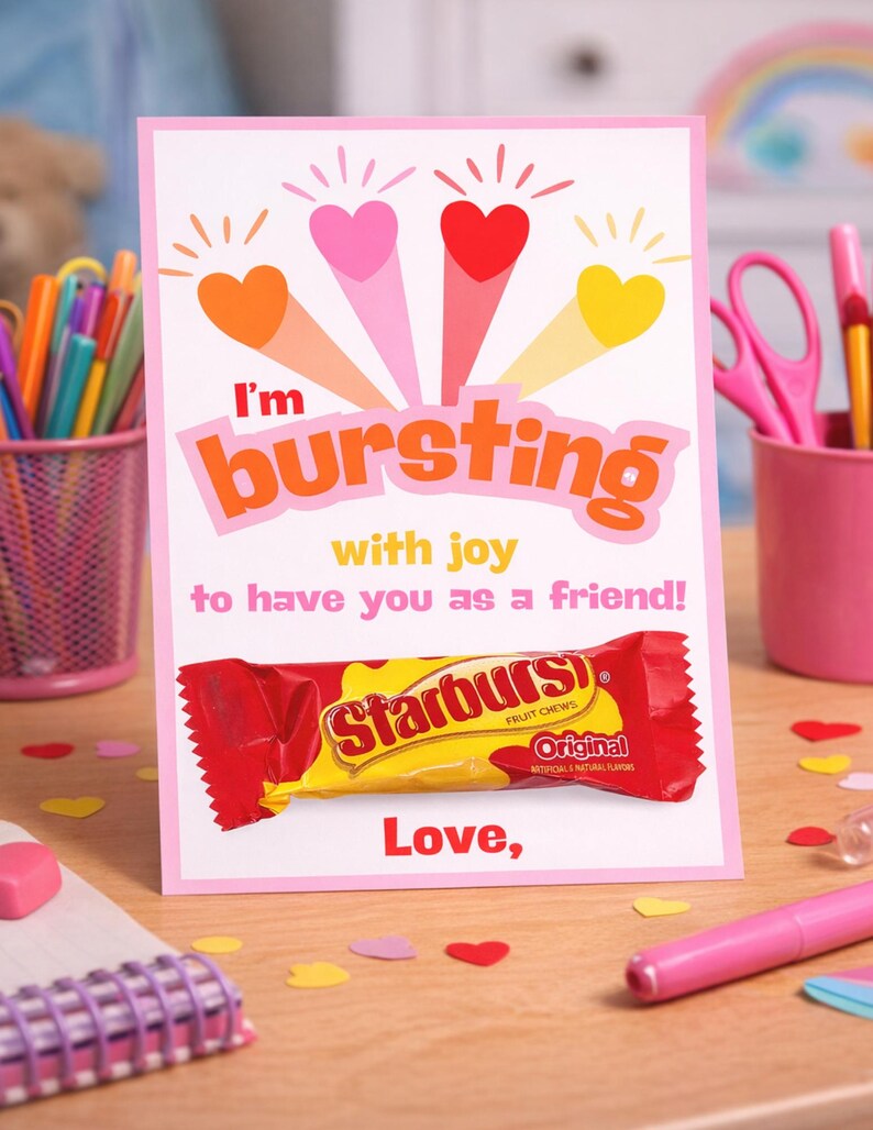 Printable Valentine for Starburst Candy - Etsy