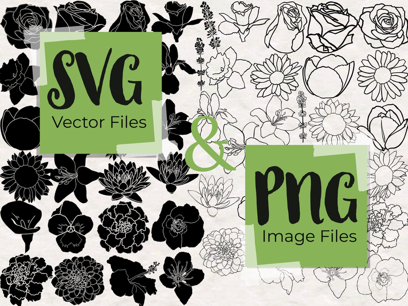 50 Flower Clip Art Bundle SVG and PNG Free Commercial Use : Use With ...