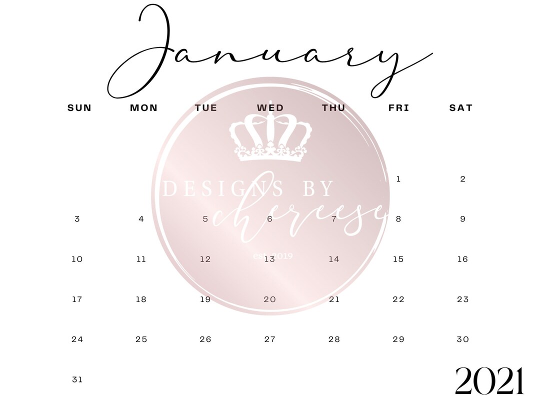 Printable 2021 Script Calendar - Etsy