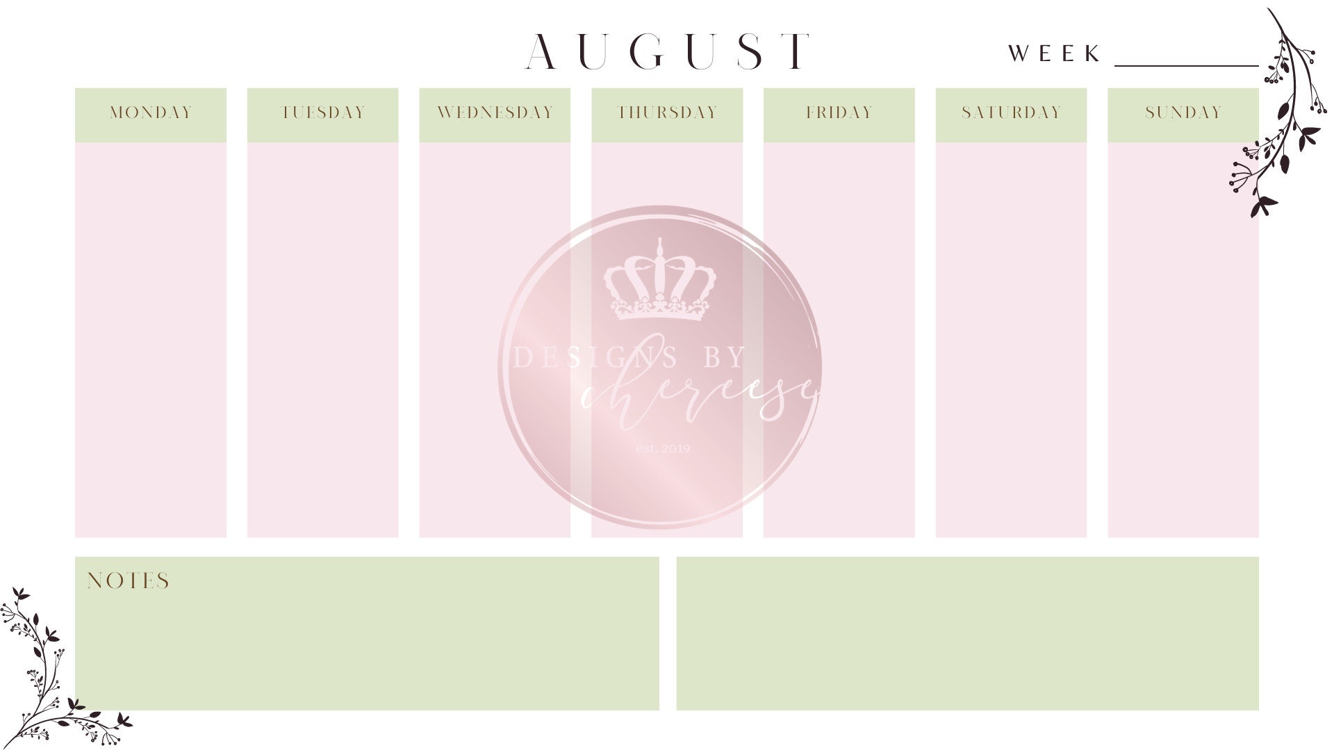 Printable Weekly Calendars - Etsy