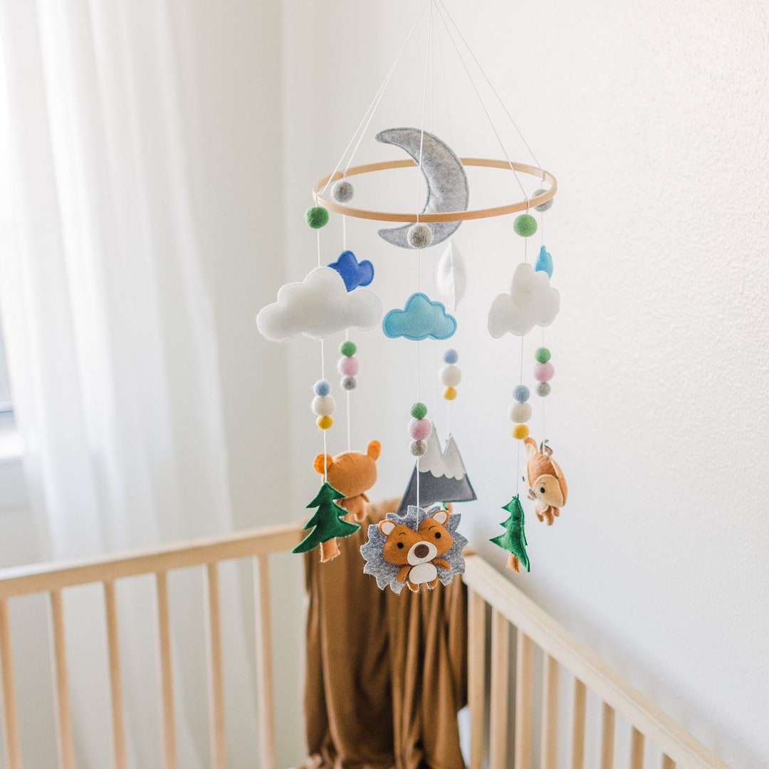 Woodland Crib Mobile Girl, Nursery Mobile, Baby Girl Mobile, Felt ...