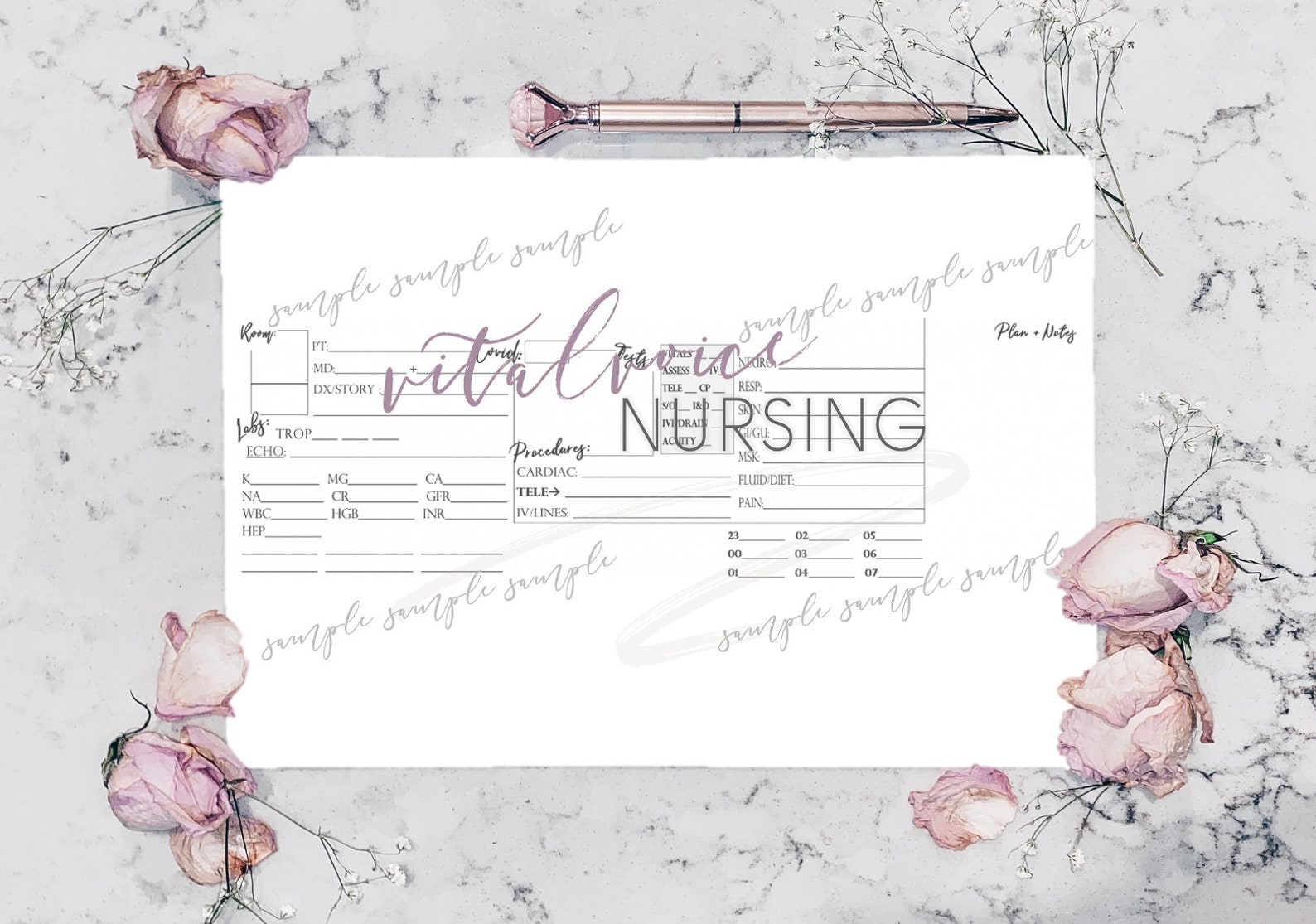 Telemetry 8-hr RN Brain Sheet Digital Row / 4 Patients 8 | Etsy