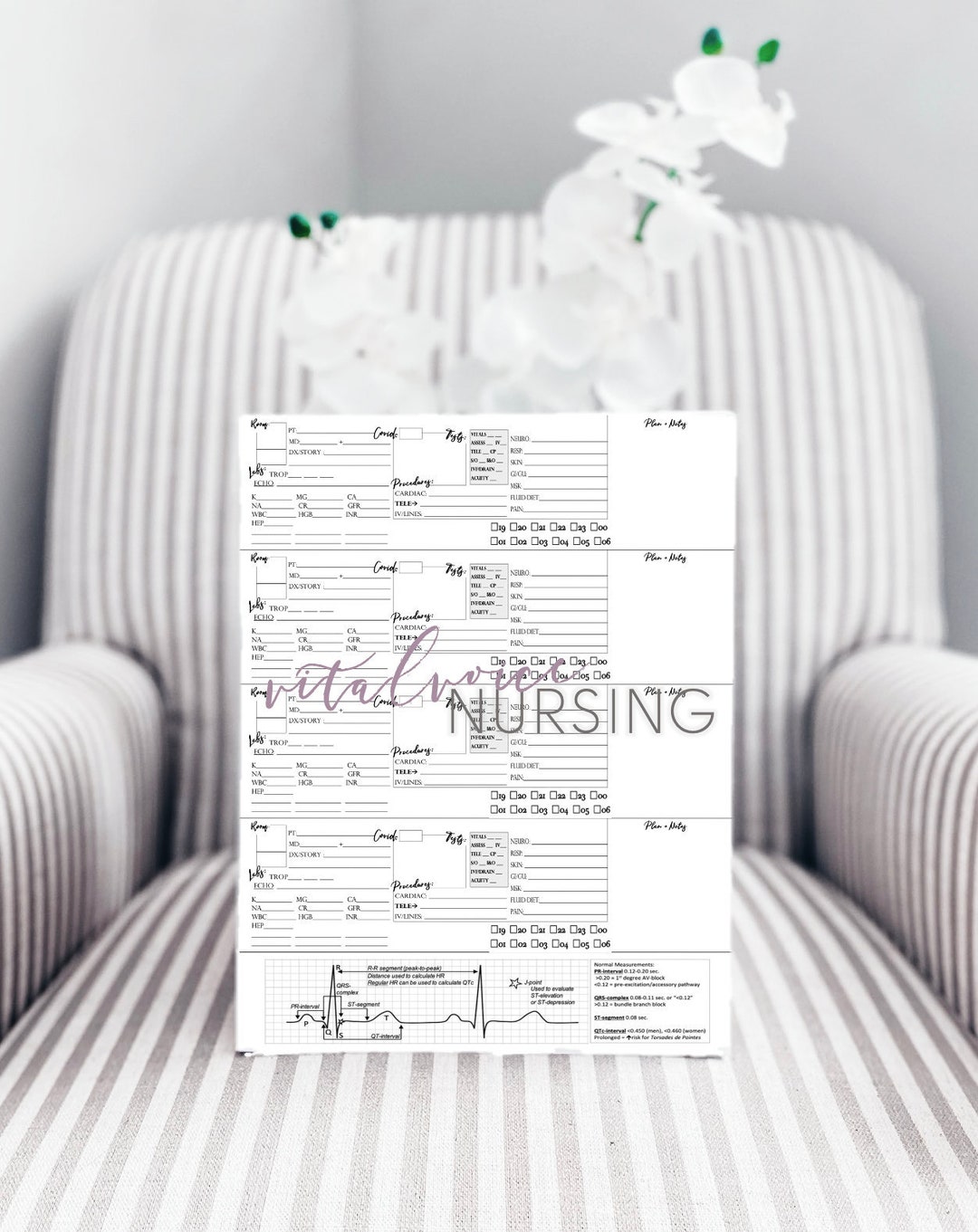 Telemetry 12-hr RN Brain Sheet, Digital, Row / 4 Patients, 12 Hour Day ...