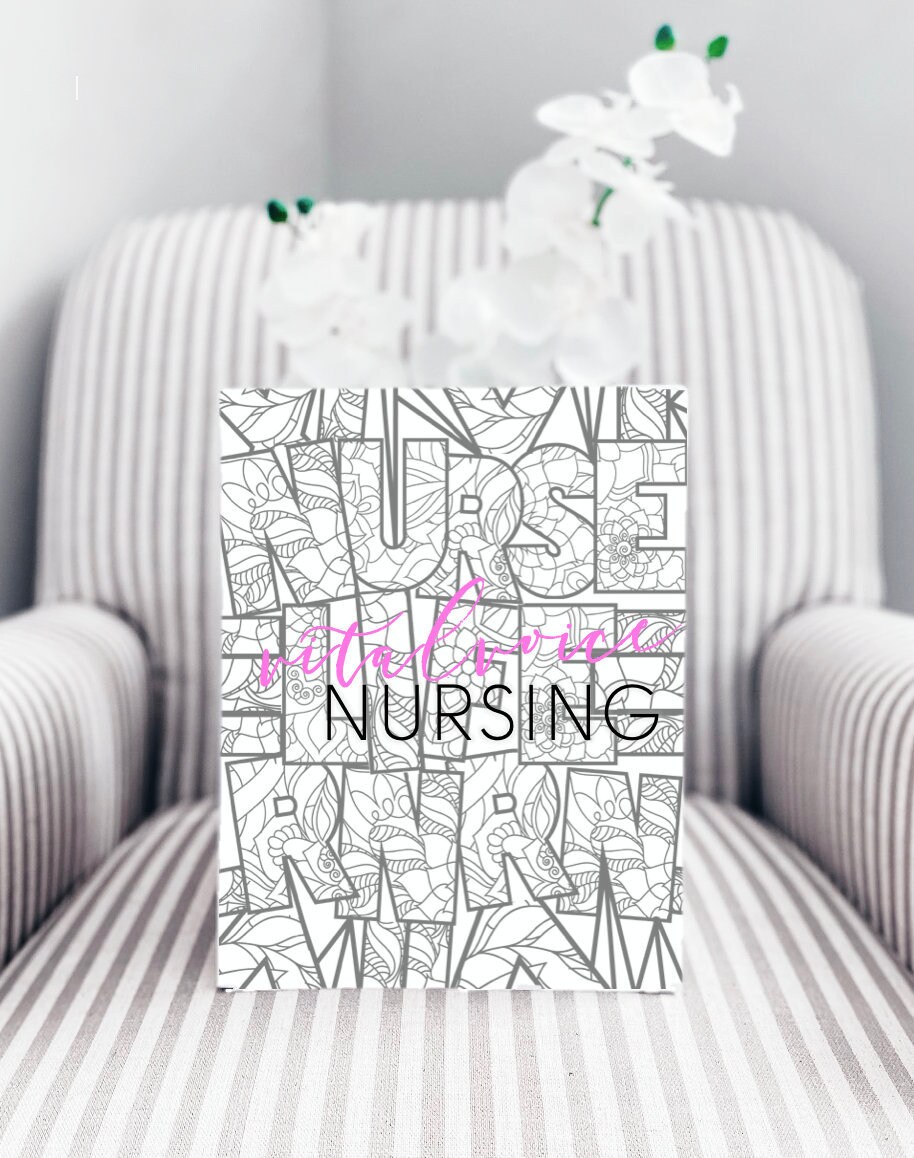 REGISTERED NURSE Adult Coloring Sheet Black & White, Digital, Vertical ...