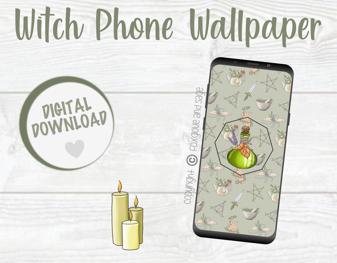 Witch Phone Wallpaper, 1, Phone Background, Digital Download, Cottage ...