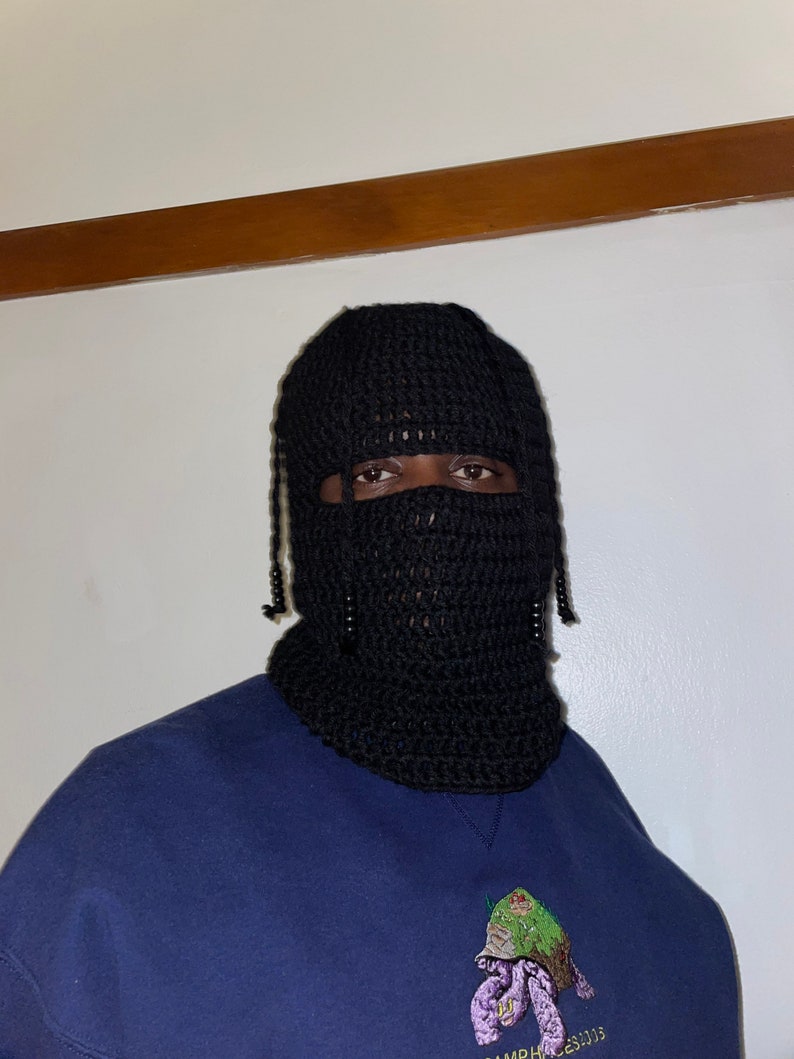 Black Ski Mask With Dread Locs / You Can See With the Mask On - Etsy