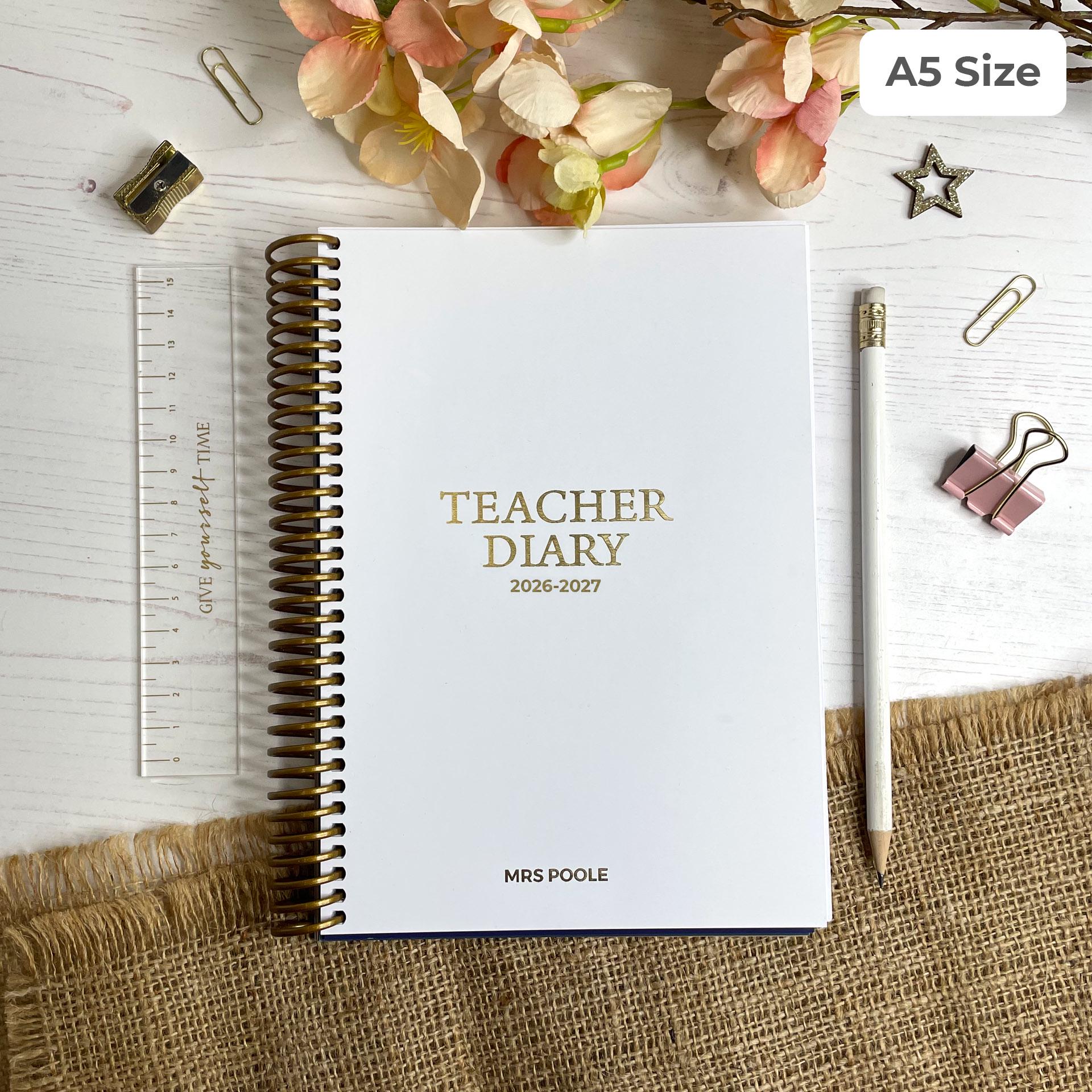Teacher Diary, 2026-27, A5, 2 Day-per-page, Personalised Cover ...
