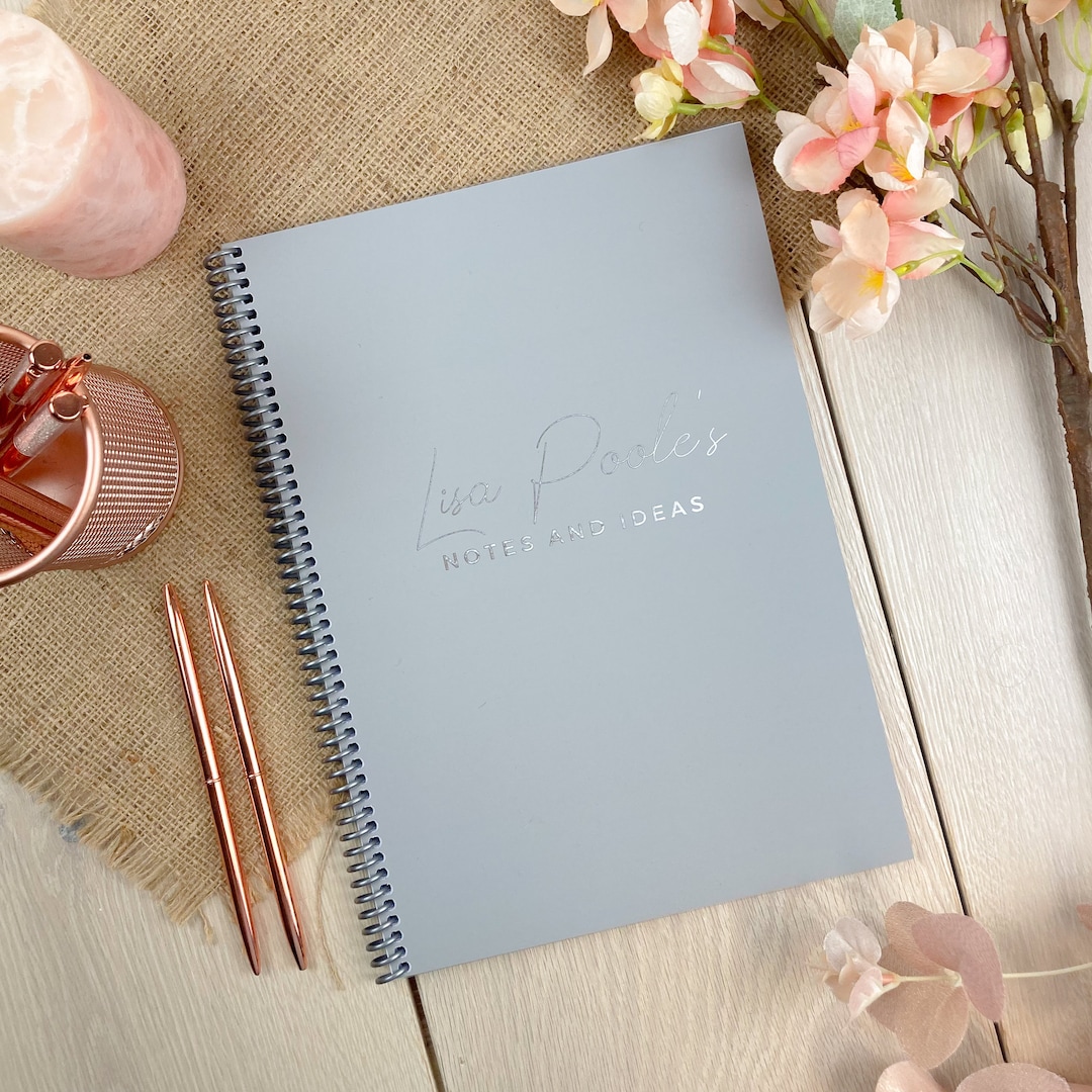 Personalised A4 Notebook, Foil Print, Personalised Cover, Soft Touch ...