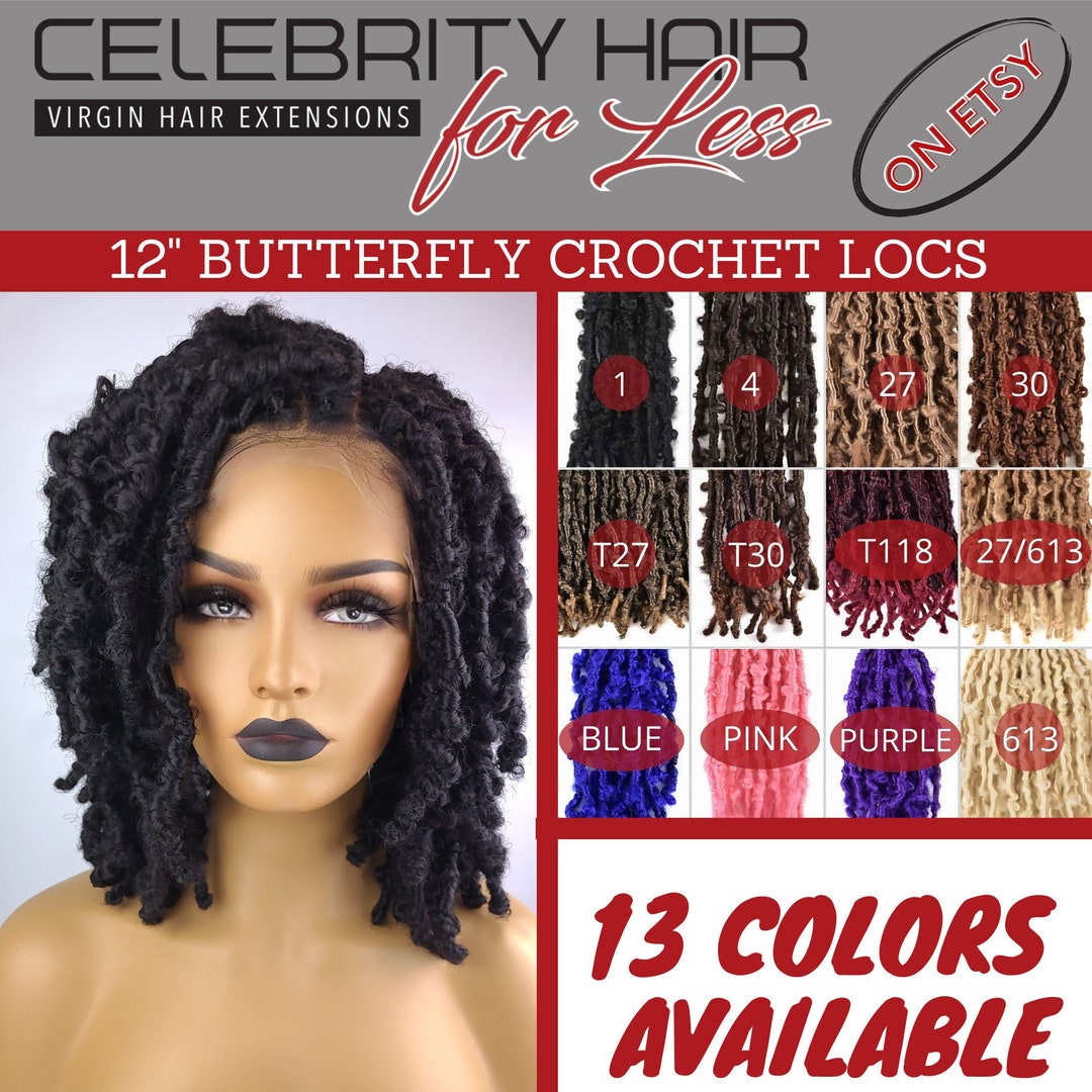 BUTTERFLY CROCHET LOCS, Pre-twisted, Pre-looped, 6 Pack Set, 12", (72 ...