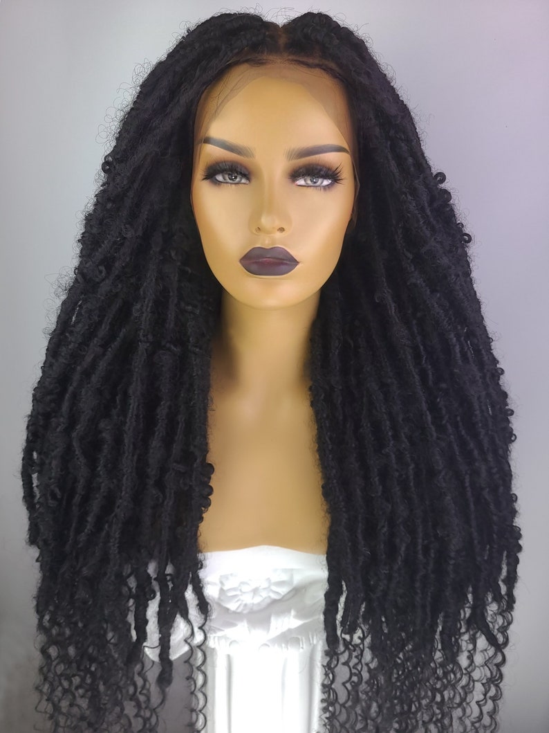 Butterfly Locs Full Lace Wig With Human Hair Curls Etsy