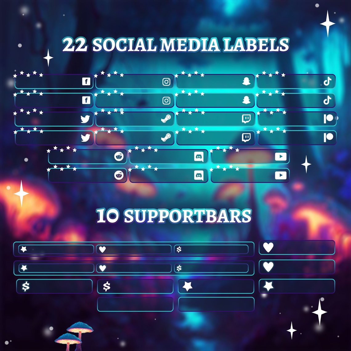 Twitch Overlay Stream Package Fairy Cozy Forest With Magical - Etsy