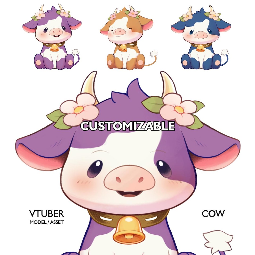 Vtuber Model / Live2d Asset - Cow Model / Customizable Color Cows ...