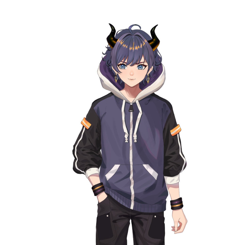 Boy Live2d Vtuber Model Hoody Oni Boy Model, Aries Boy Half Body for ...