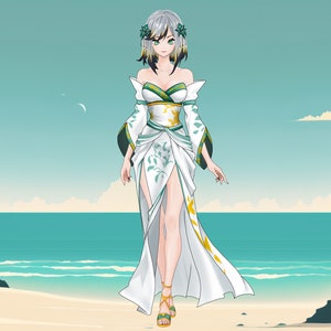 Live2d Vtuber Model - Kitsune Girl Model for Vtube Studio, White Fox ...