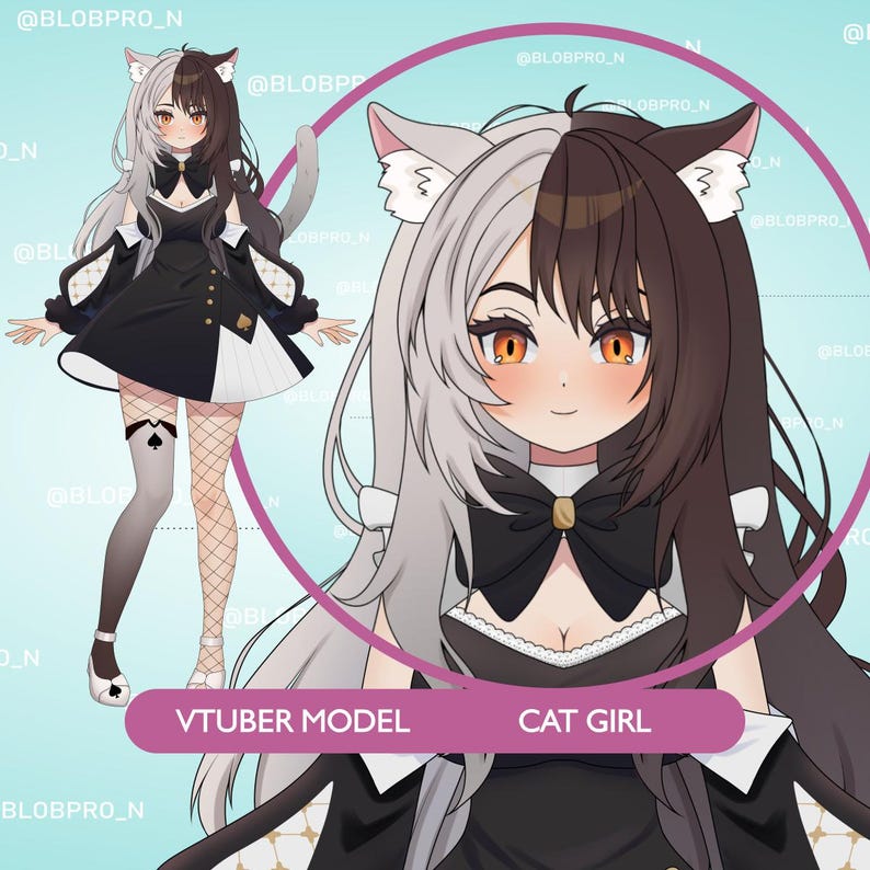 Modelo de Vtuber prediseñado Alice: modelo de chica gato: chica gato de ...