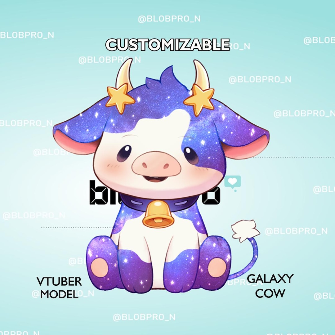 Premade Vtuber Model Live2d Cow Customizable Color Cows - Kawaii Animal ...