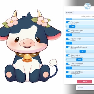 Vtuber Model / Live2d Asset - Cow Model / Customizable Color Cows ...