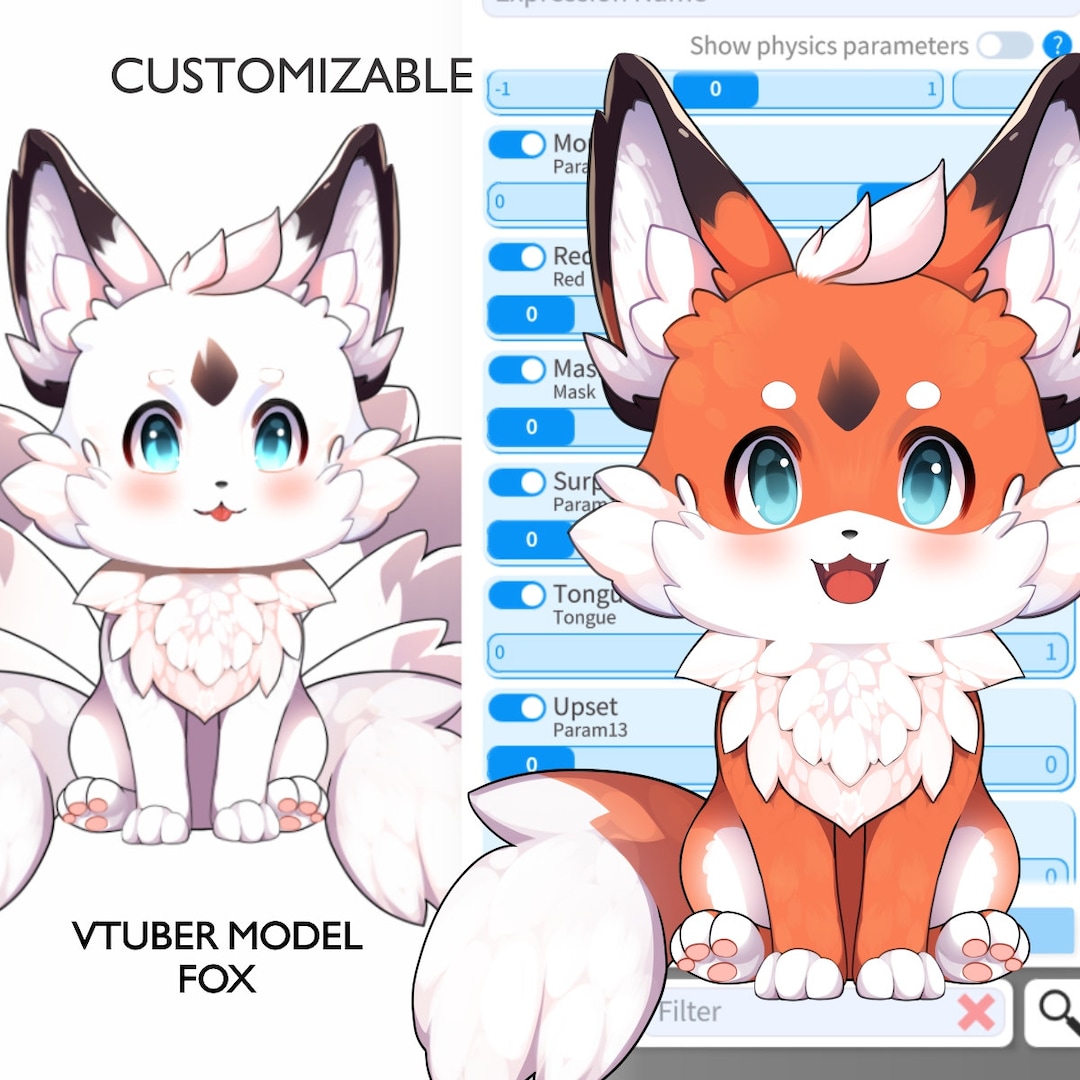 Customizable Live2d Vtuber | Anime Fox Model | Editable & Rigging ...
