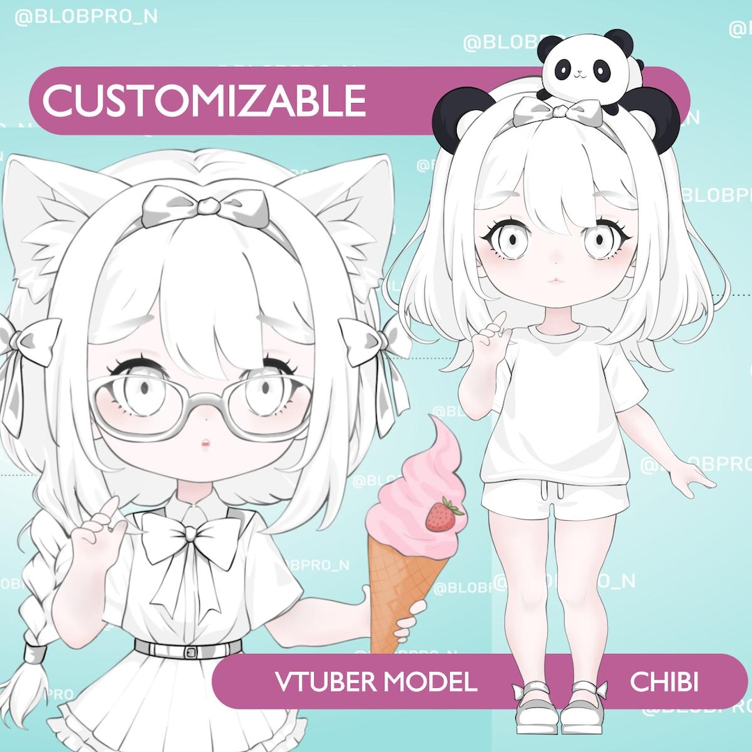Vtuber - Customizable Live2d Model – Premade Vtuber Model - Chibi Model – Panda Girl - Etsy