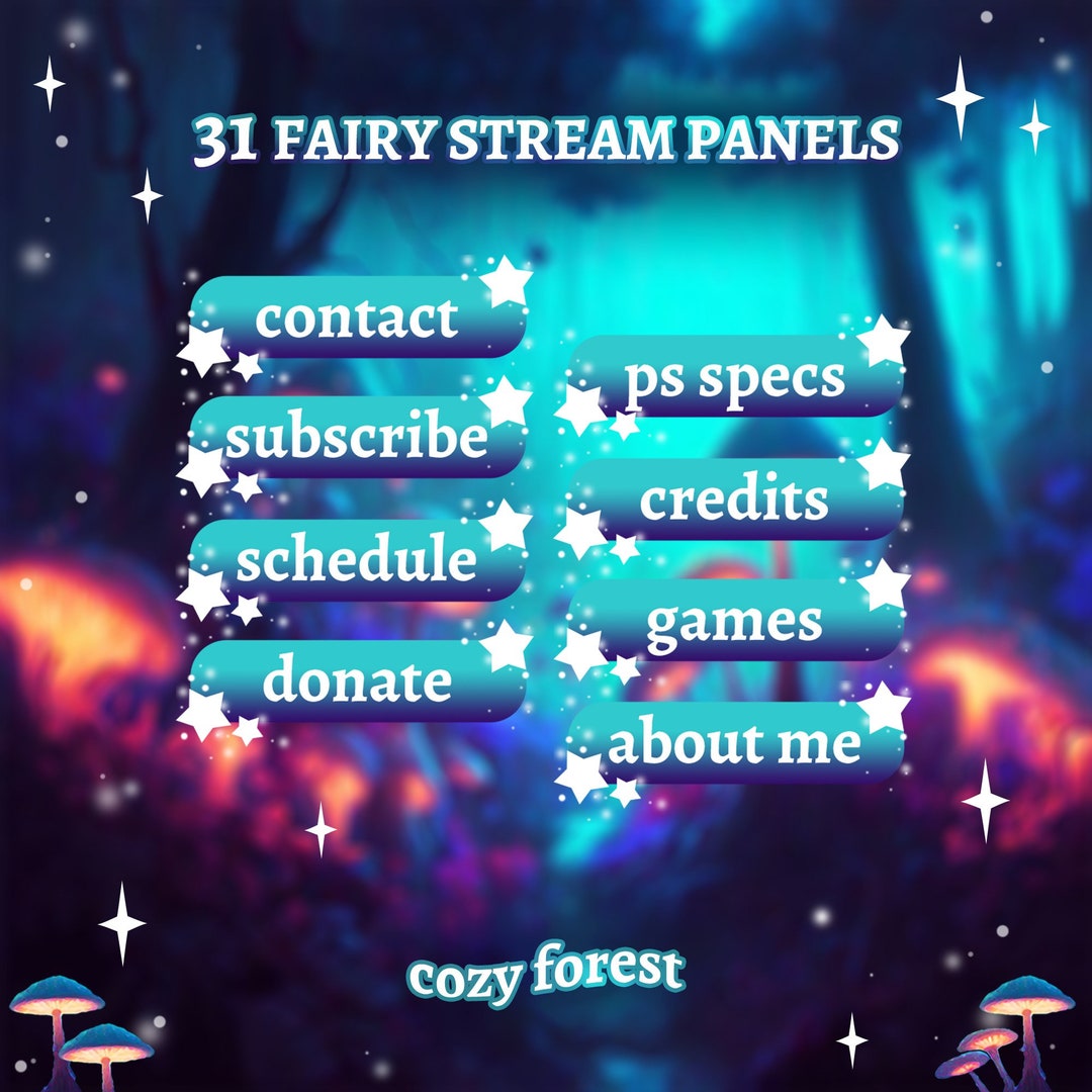 Star Twitch Panels and Social Media Labels Pack, Cozy Twitch Overlay ...