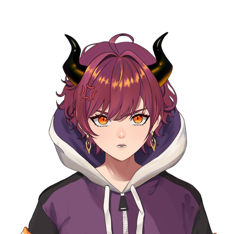 Boy Live2d Vtuber Model Hoody Oni Boy Model, Aries Boy Half Body for ...