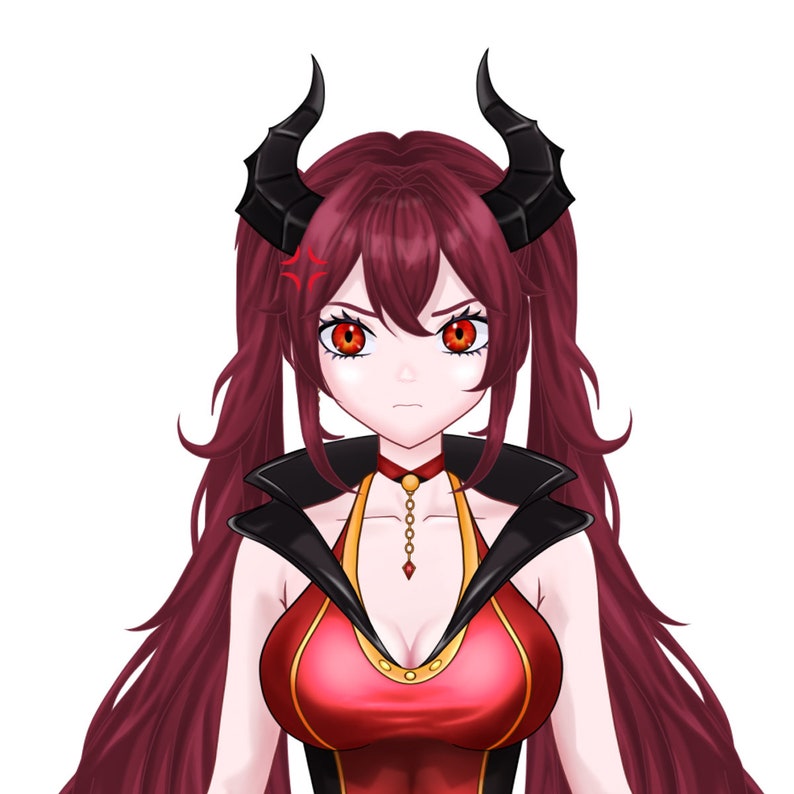 Live2d Vtuber Model - Imp Girl Premade Model for Vtube Studio, Aries Girl Half Body, Devil ...