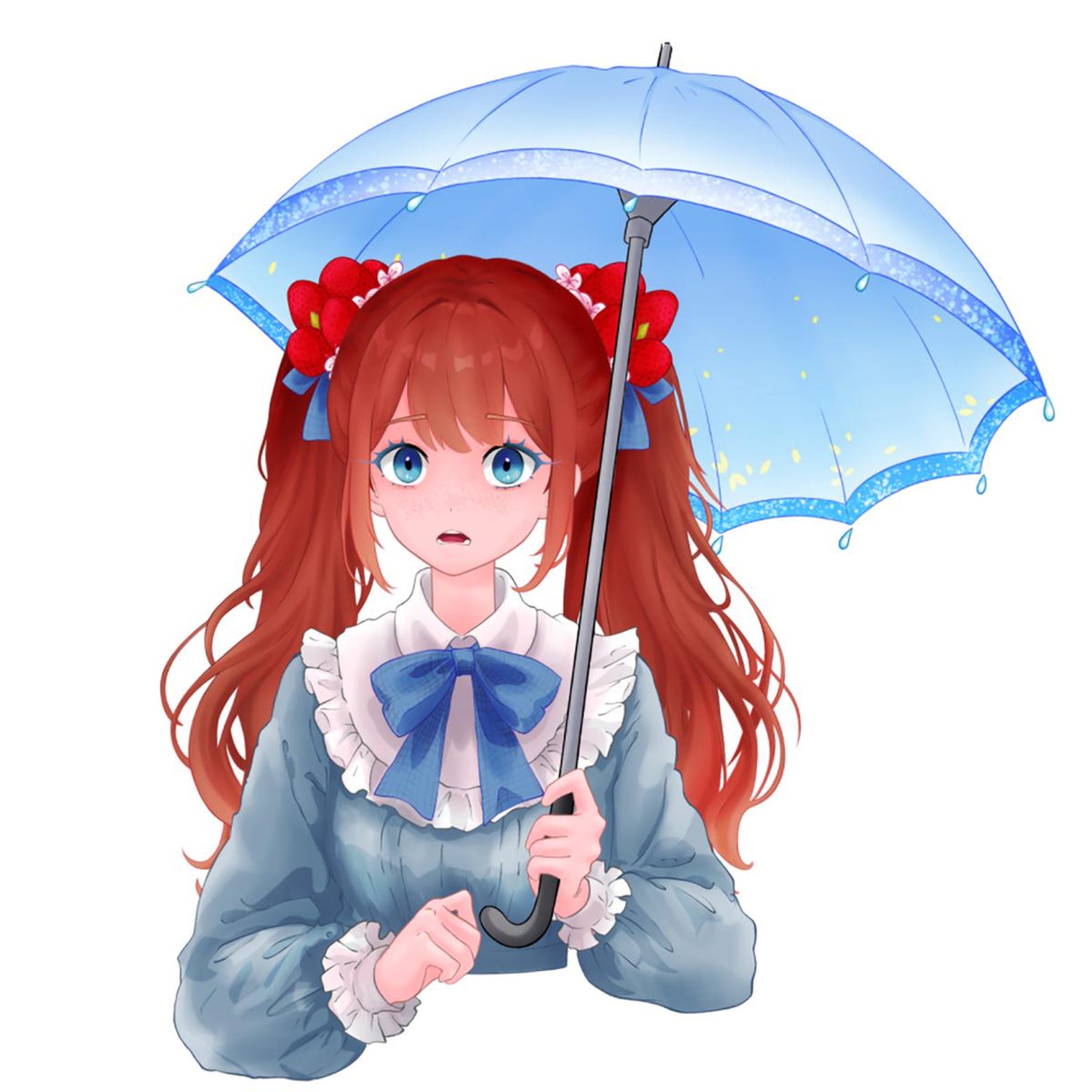 Vtuber Model – Live2d Model / Strawberry Girl With Umbrella / Half Body ...