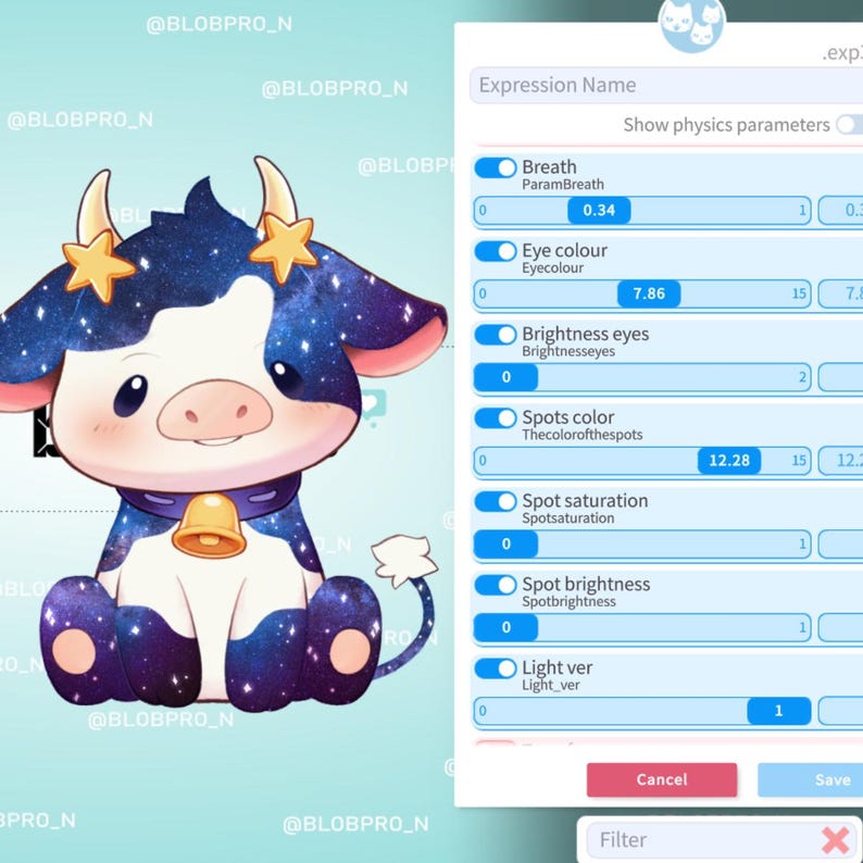 Premade Vtuber Model Live2d Cow Customizable Color Cows - Kawaii Animal ...
