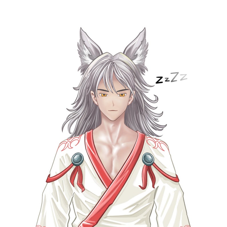 Vtuber Male Model Live2d Kitsune Boy Model for Vtube Studio, White Fox ...