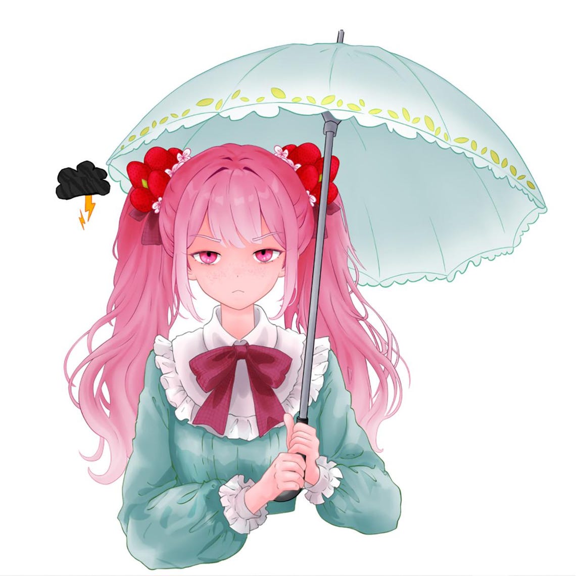 Vtuber Model – Live2d Model / Strawberry Girl With Umbrella / Half Body ...
