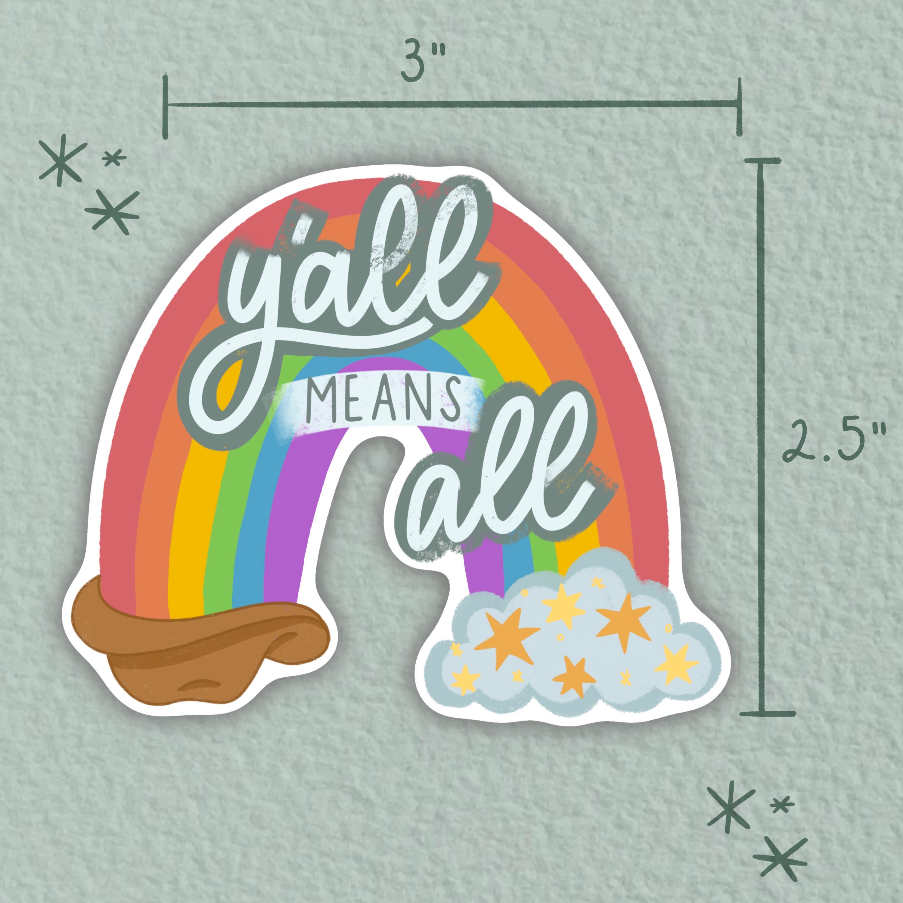 Y'all Means All Texas PRIDE Rainbow Sticker - Etsy